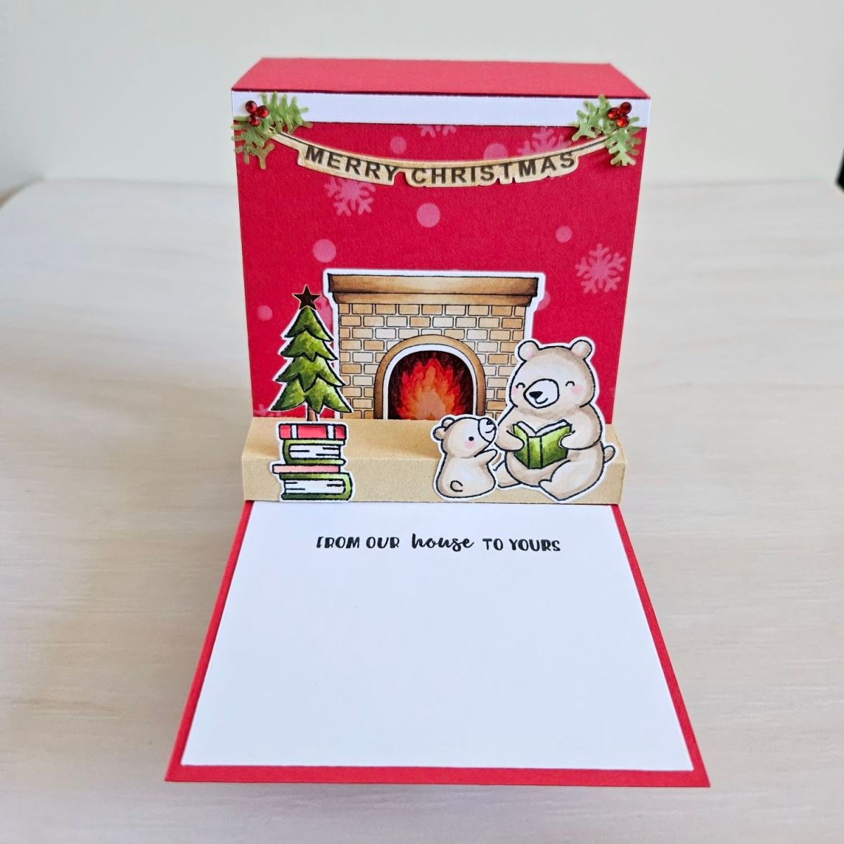 Handmade Christmas Pop-Up Card Light Up Chimney – Hugs in a Card